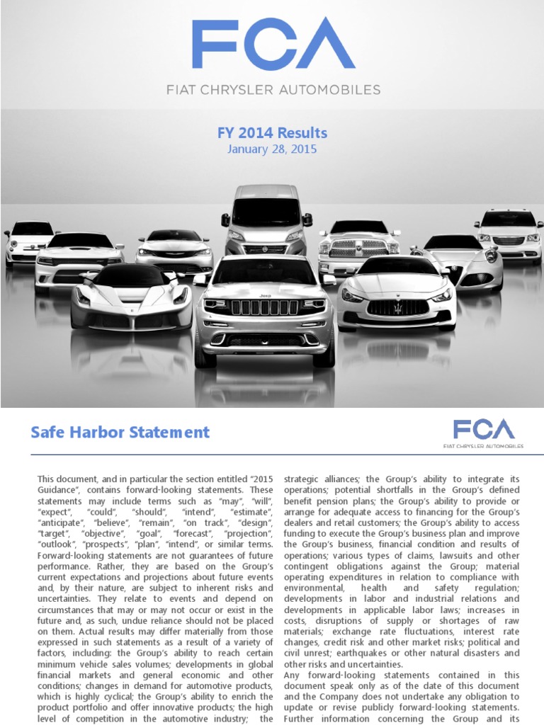 FY 2014 Financial Results Overview | PDF | Chrysler | Earnings
