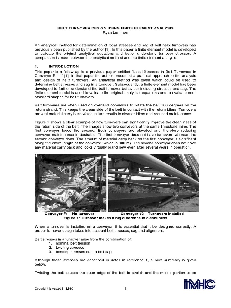 Belt Turnover Design Using FEA | PDF | Bending | Belt (Mechanical)