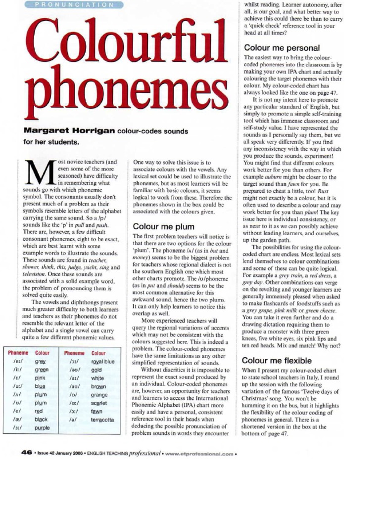 A Colour Coded Phonemic Chart | PDF
