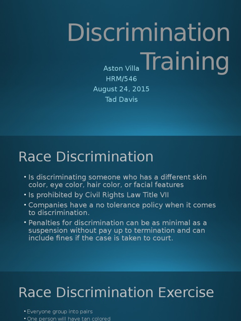 Discrimination Training | PDF | Discrimination | Civil Rights Act Of 1964