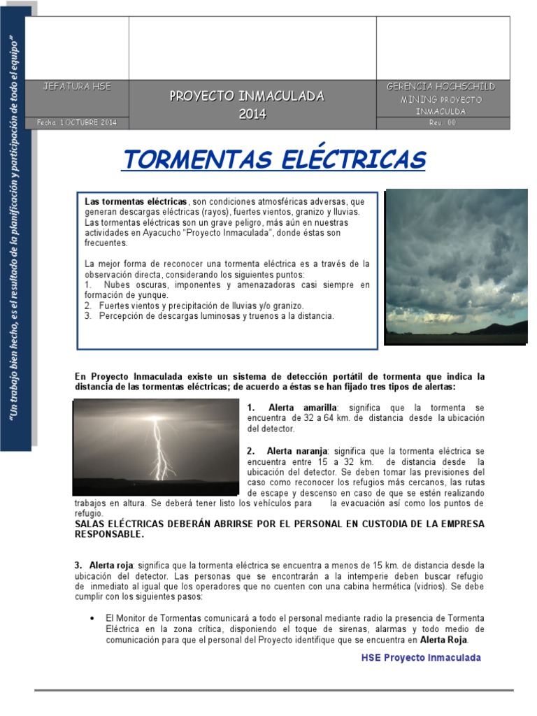 Tormentas Eléctricas: Proyecto Inmaculada 2014