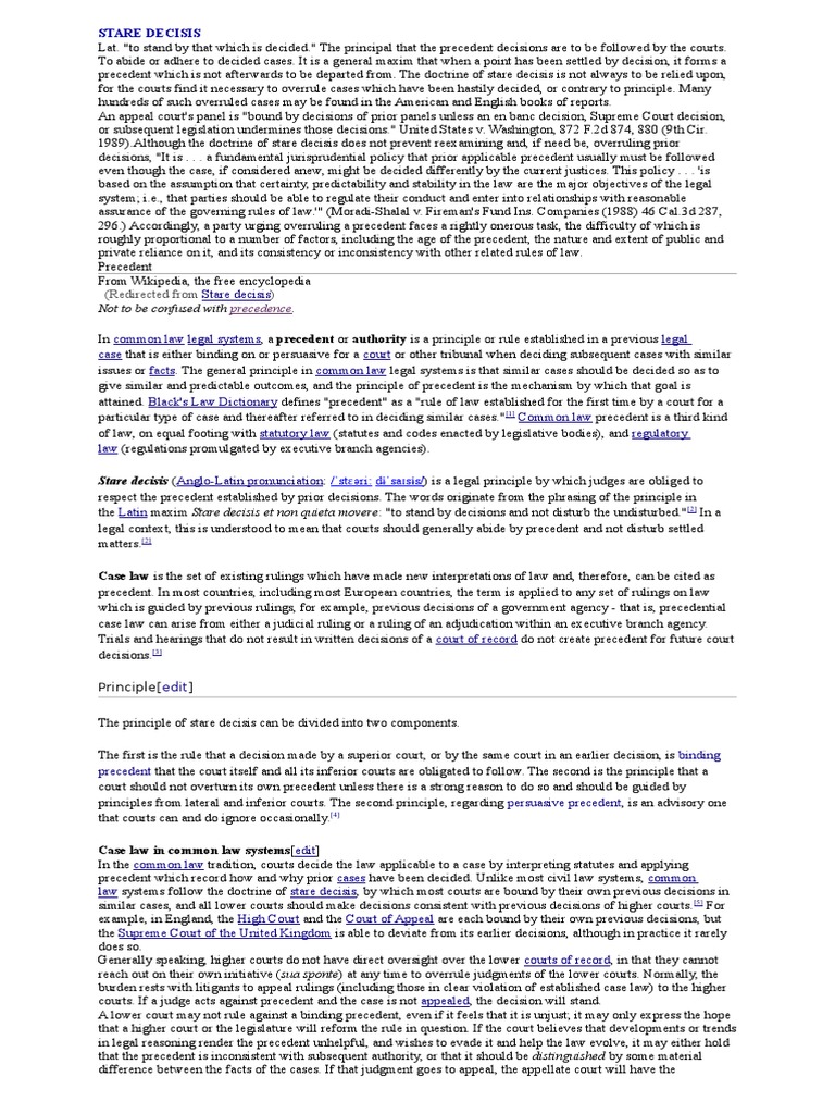 Stare Decisis | Precedent | Case Law