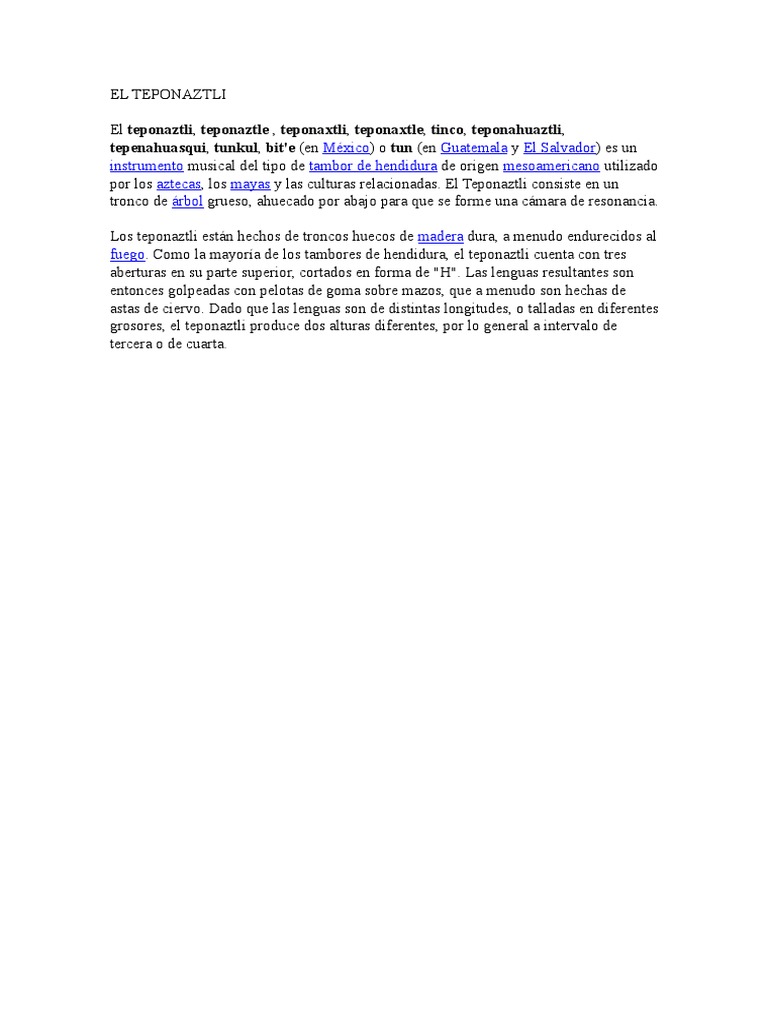 Instrumento musical teponaztli | PDF | Arte