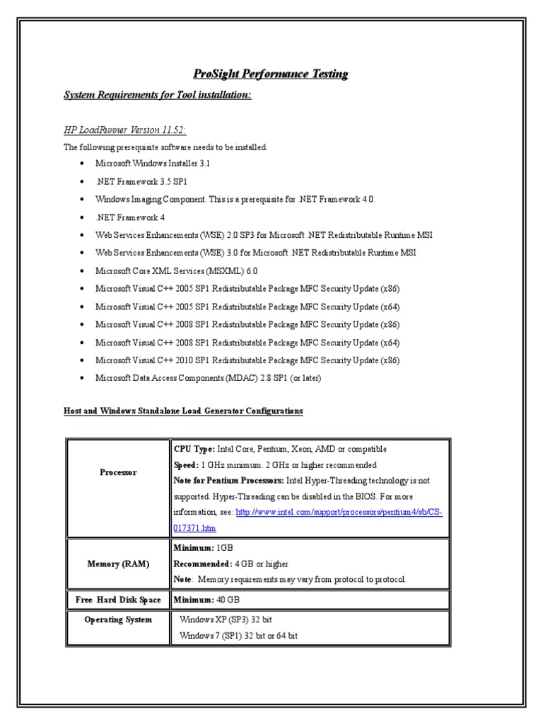 HP LoadRunner System Requirements | PDF | 64 Bit Computing | Microsoft ...