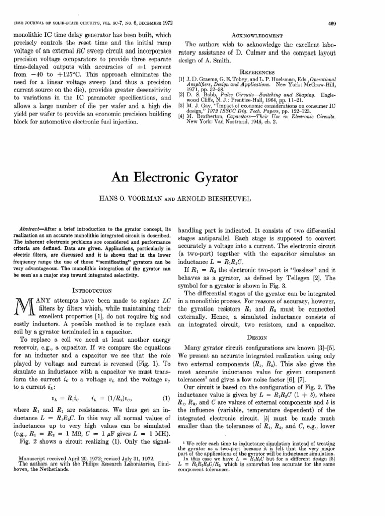 An Electronic Gyrator | Download Free PDF | Bipolar Junction Transistor ...