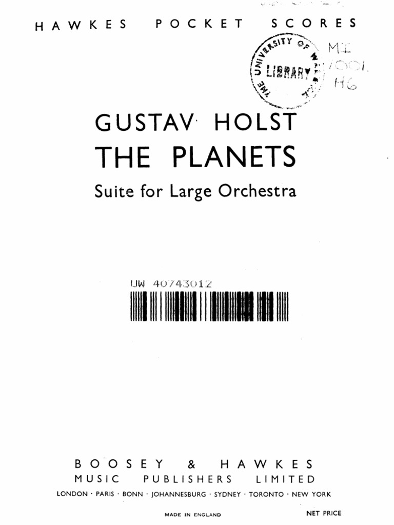 Holst - The PLANETS - Suite For Large Orchestra - Partitur | PDF