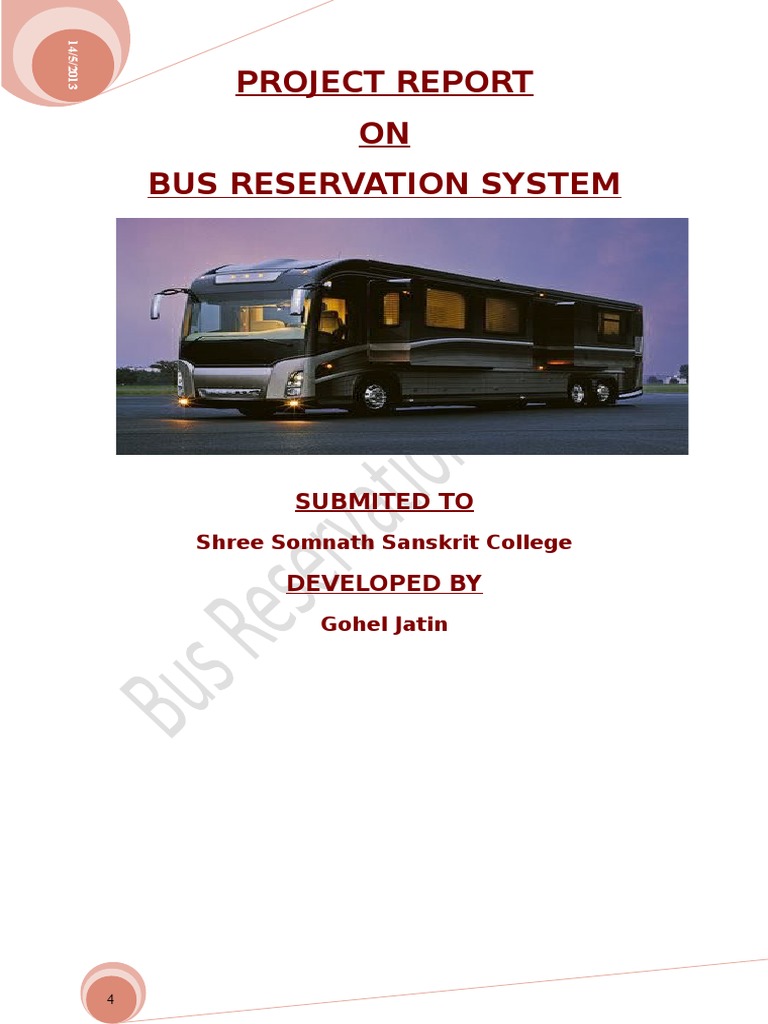 Project Report ON Bus Reservation System: Submited To | Download Free ...
