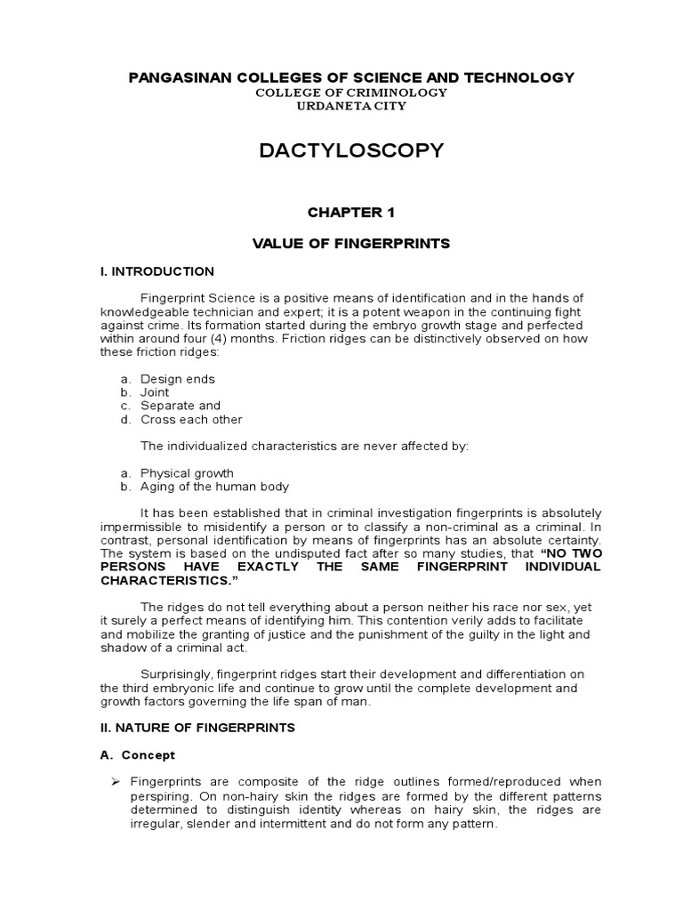 Dactyloscopy 2 | PDF | Fingerprint | Hand