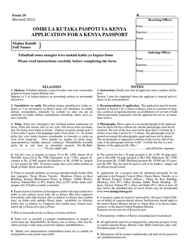 WWW - Immigration.go - Ke - Downloads - Form-19-Application For Kenya ...