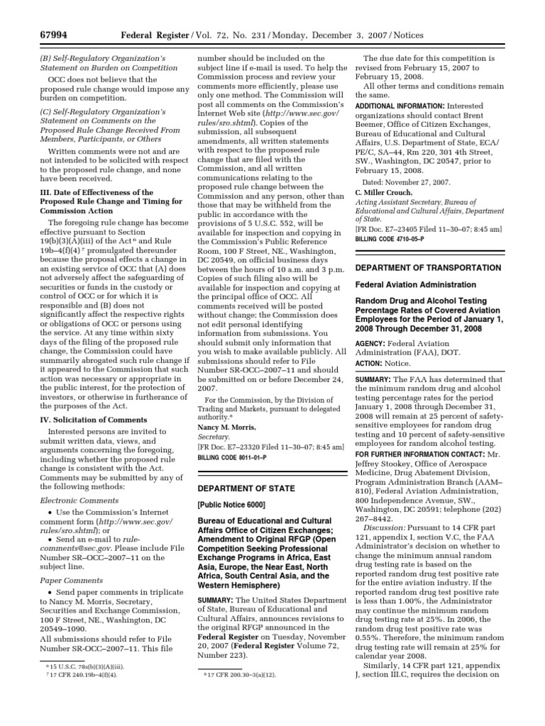 Federal Register / Vol. 72, No. 231 / Monday, December 3, 2007 ...