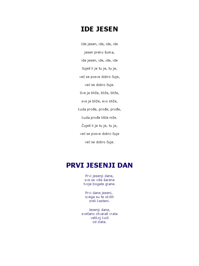 Pjesmice Jesen | PDF
