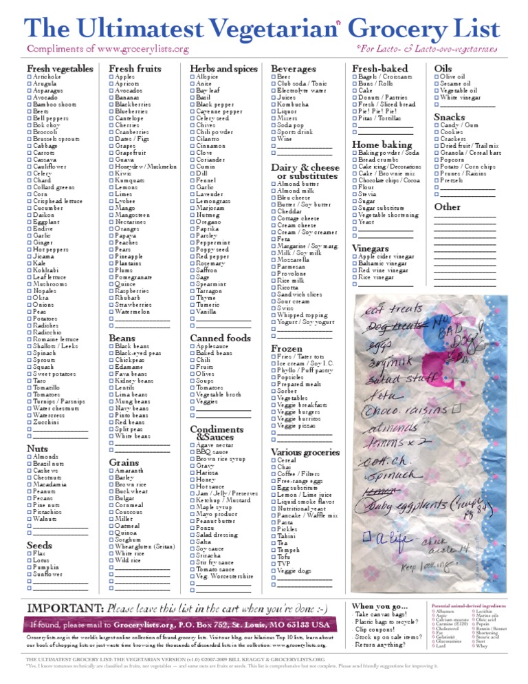 Vegetarian Grocery List Guide | PDF | Bean | Vegetables