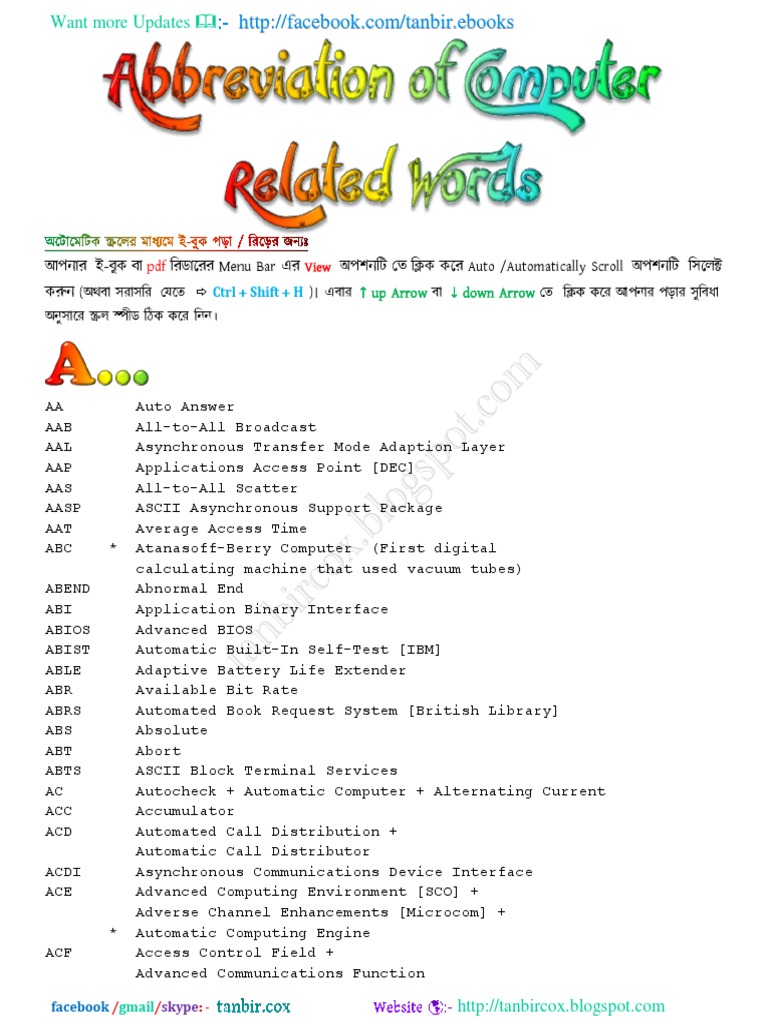 Abbreviation of Computer Related Word by - by Tanbircox | PDF | Compact ...