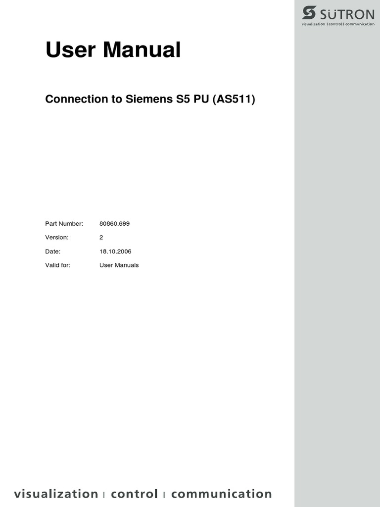 Connection To Siemens S5 PU - AS511 | PDF | Interface (Computing) | Input/Output