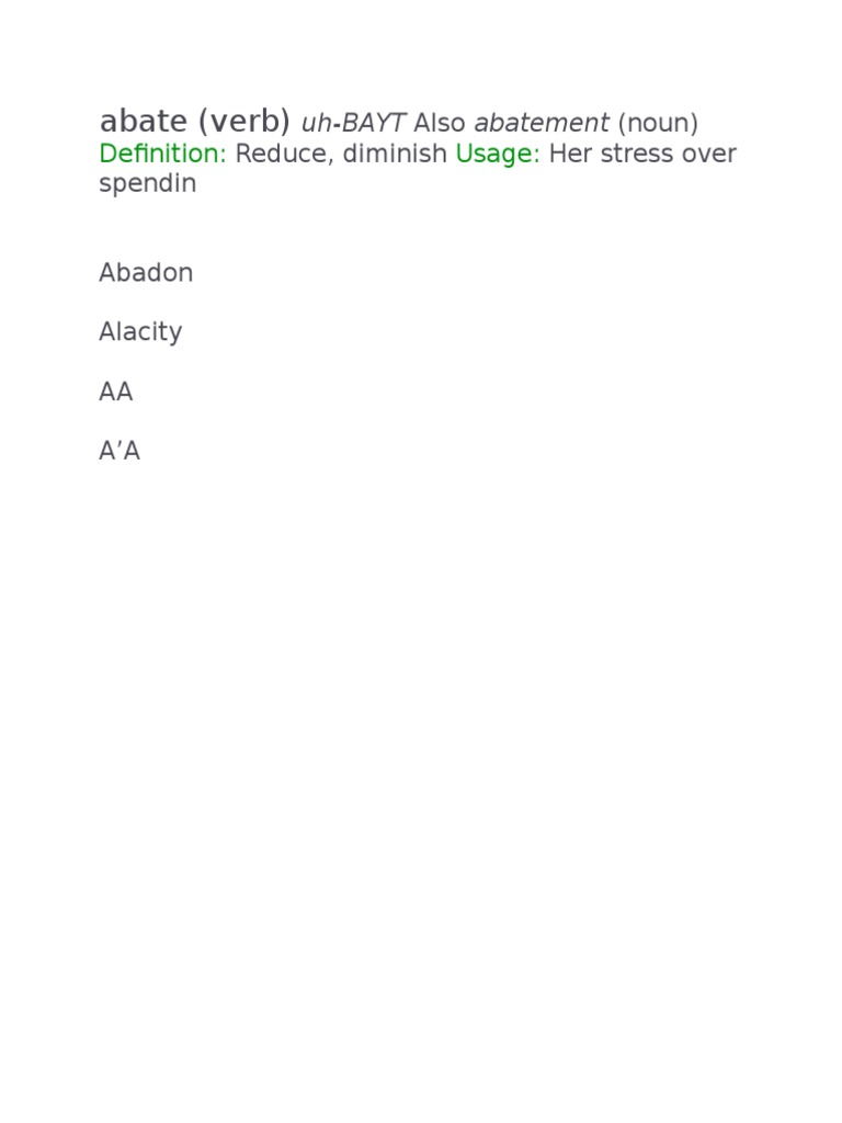 Definition and Usage of "Abate" | PDF