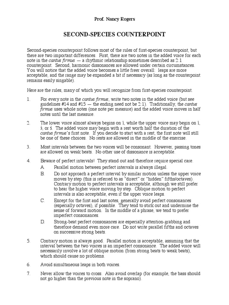 Second Species Counterpoint | PDF | Elements Of Music | Music Theory