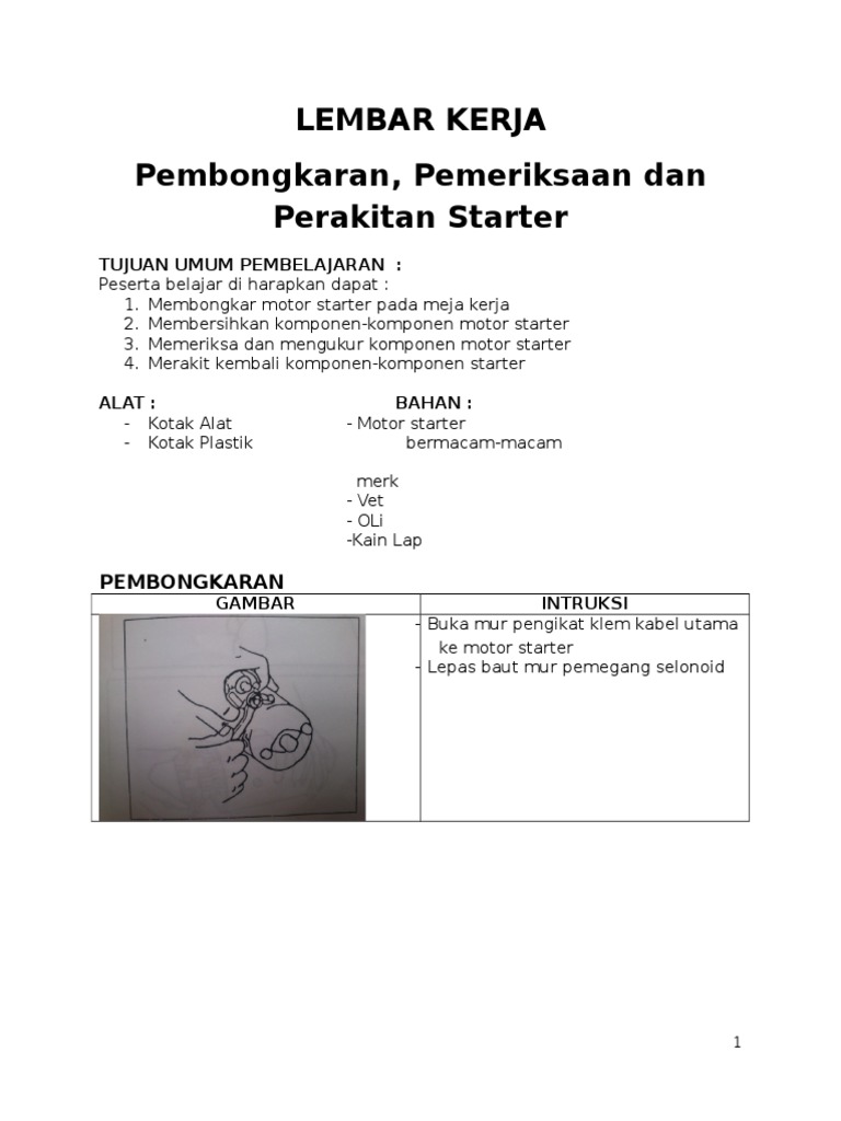 Pembongkaran Pemeriksaan Dan Perakitan Starter-140313181108-Phpapp02 ...