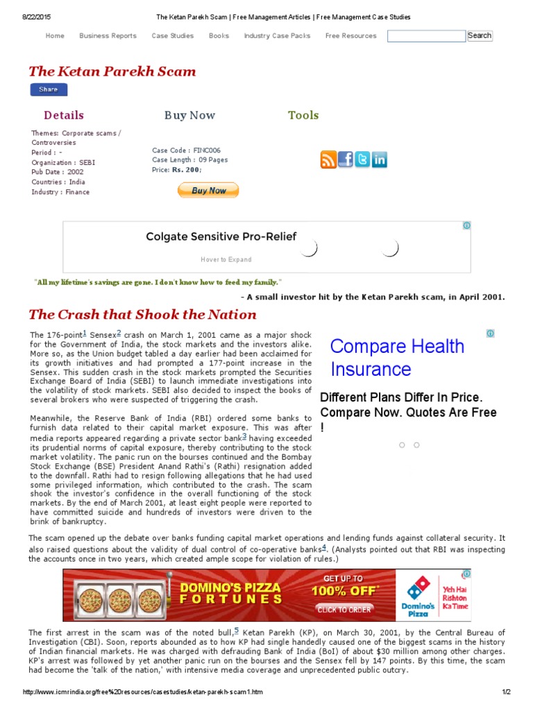 The Ketan Parekh Scam - Free Management Articles - Free Management Case ...