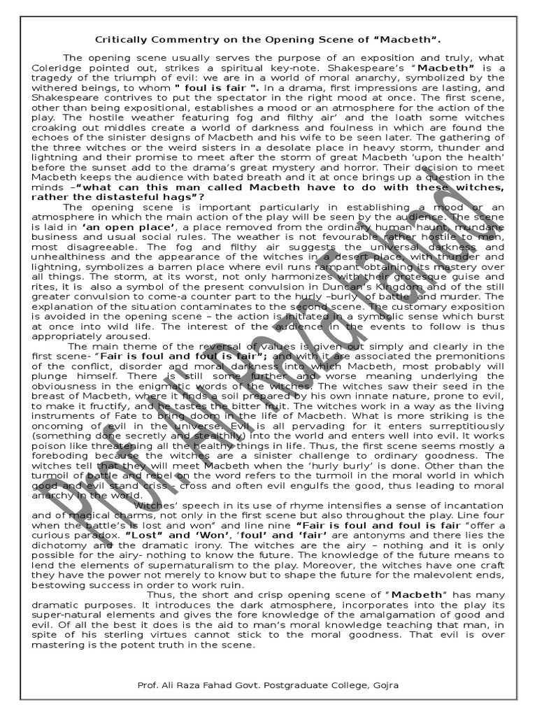 The Opening Scene of "Macbeth" | PDF | Macbeth | Religion And Belief