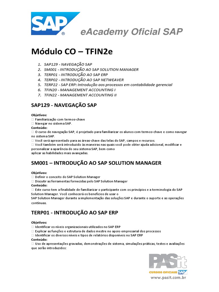 Módulo Co SAP | PDF | Despesa | Processo de negócios