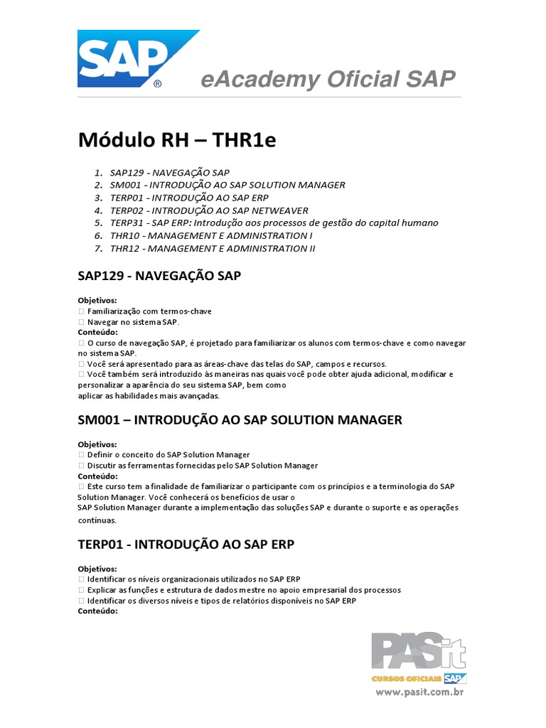 Módulo RH SAP com cursos gestão pessoal | PDF | Gestão de recursos ...