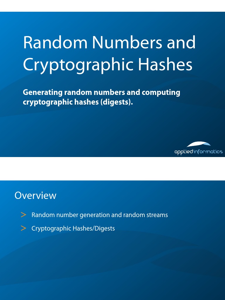 Generating Random Numbers and Computing Cryptographic Hashes (Digests ...