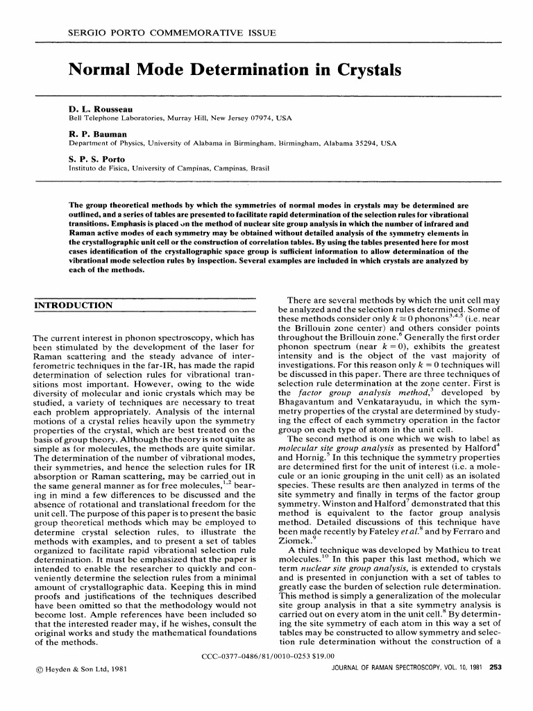 Crystal Vibrational Mode Analysis | PDF | Crystal Structure | Group ...