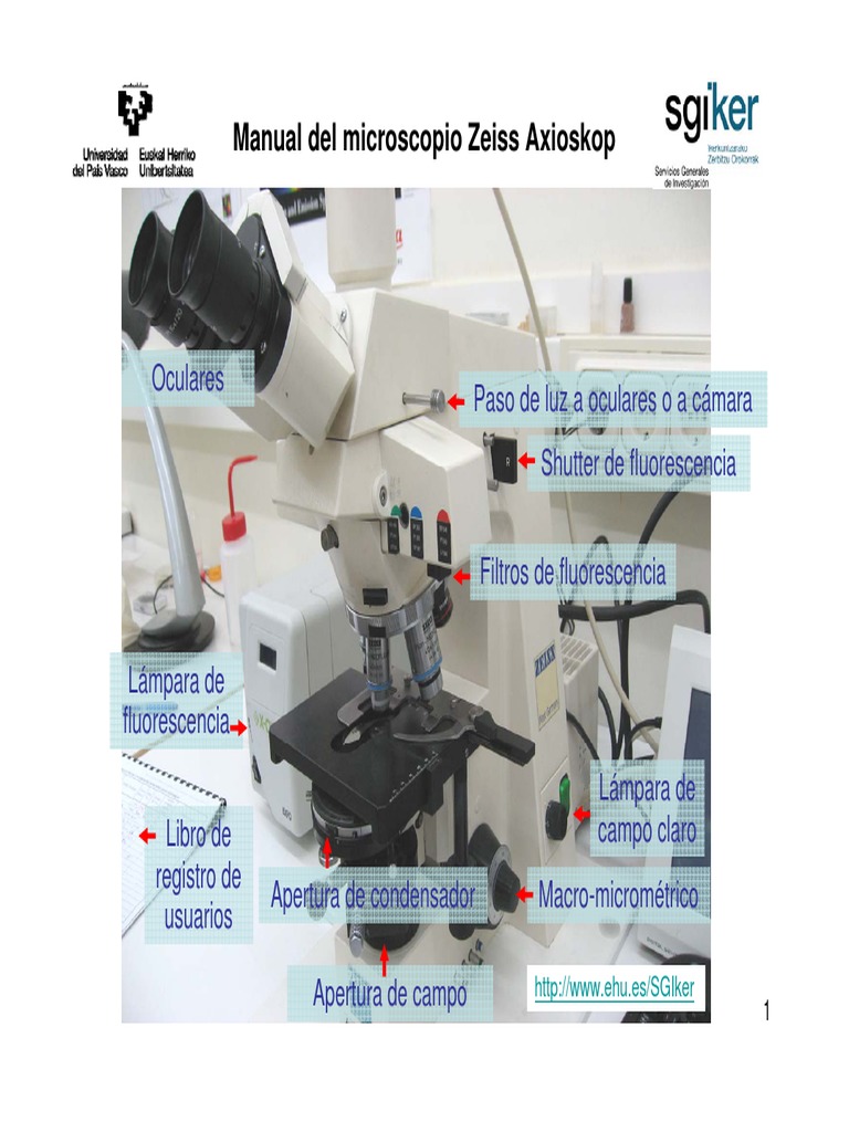 Manual Del Microscopio Zeiss Axioskop | PDF | Cámara digital ...