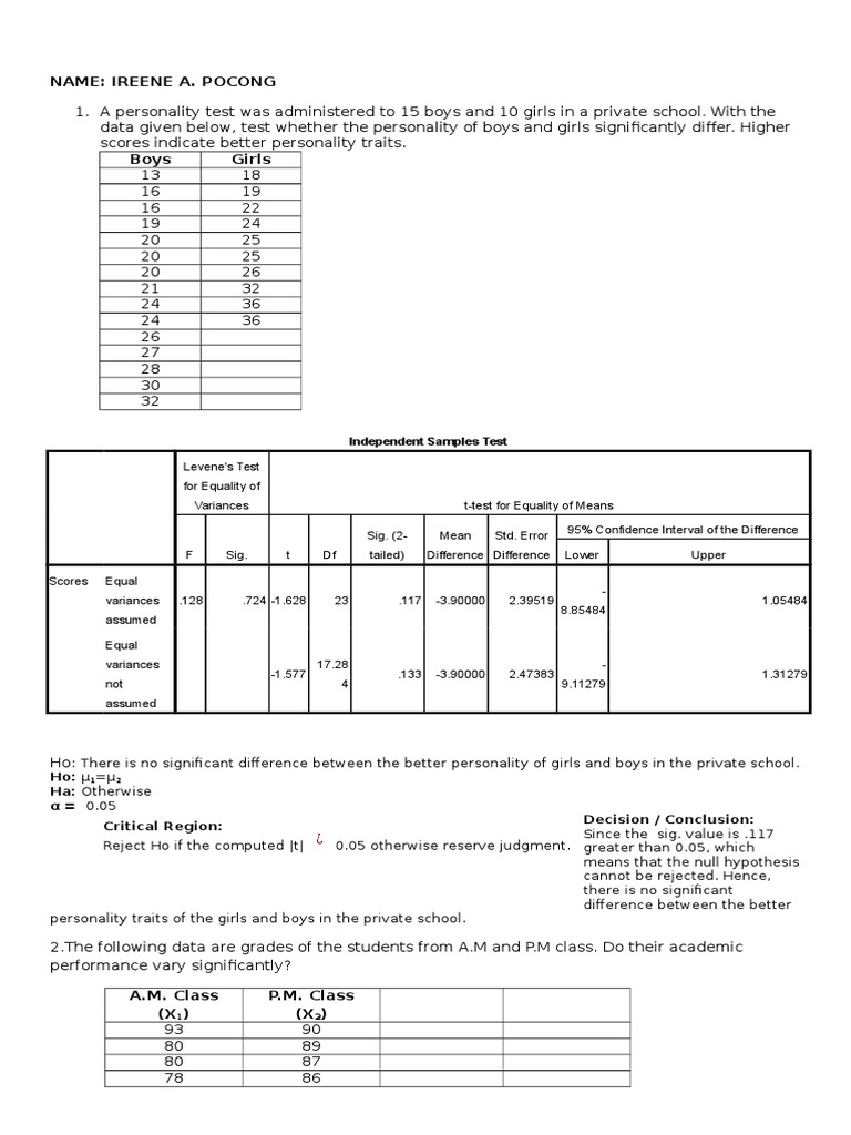 SPSS | PDF | Student's T Test | Confidence Interval
