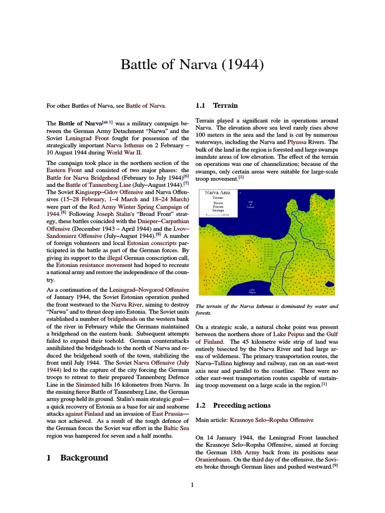 (Wiki) Battle of Narva (1944) | PDF | Warfare | Military Organization