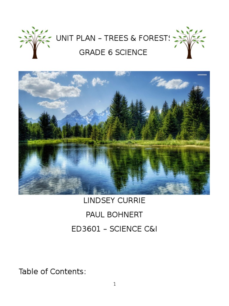 Ed3601 - Grade 6 Trees Forests Unit Plan Updated | PDF | Educational ...