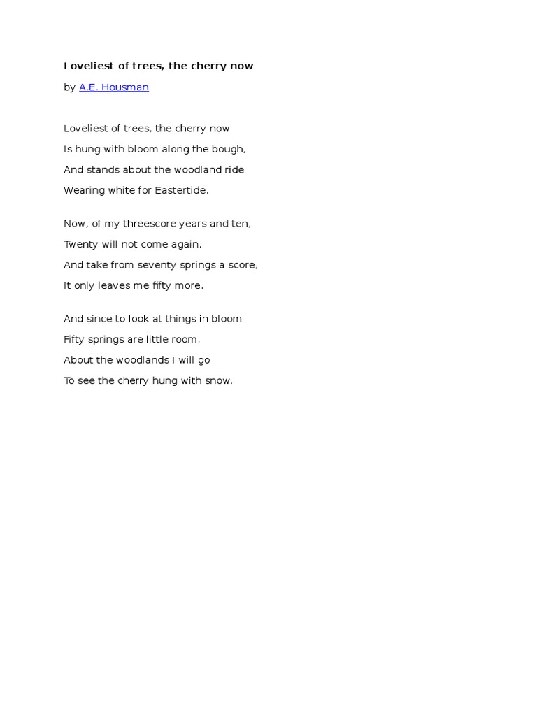 Housman's "Loveliest of Trees" Analysis | PDF