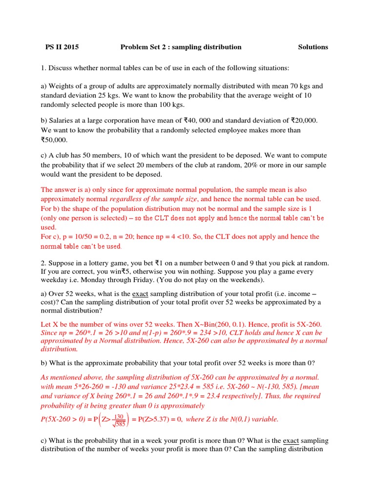 Problem Set 2 Sol | PDF | Normal Distribution | Standard Deviation
