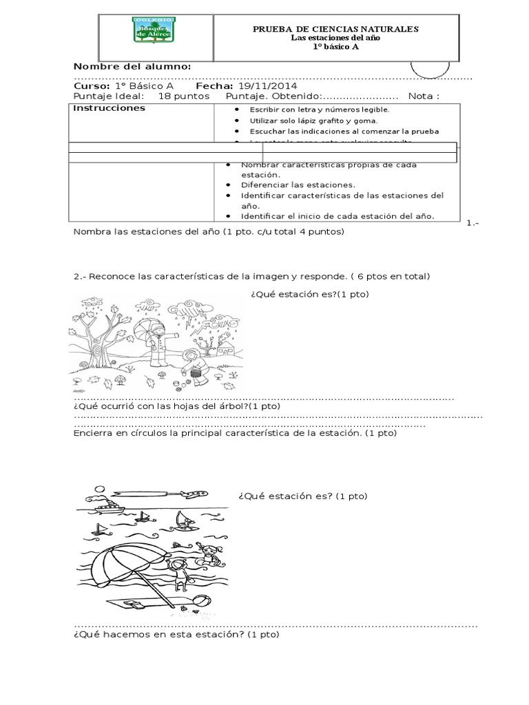 Evaluación de las Estaciones del Año | PDF | Hogar, jardinería y ...