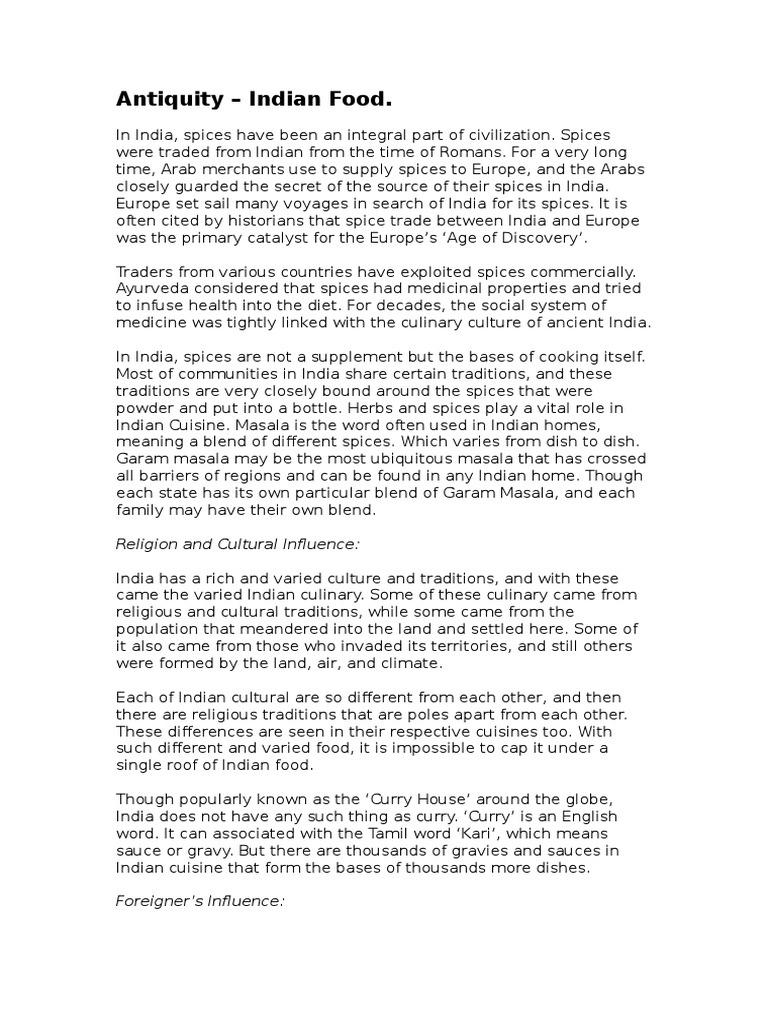 Content Writing Indian Food | PDF | Indian Cuisine | Spice
