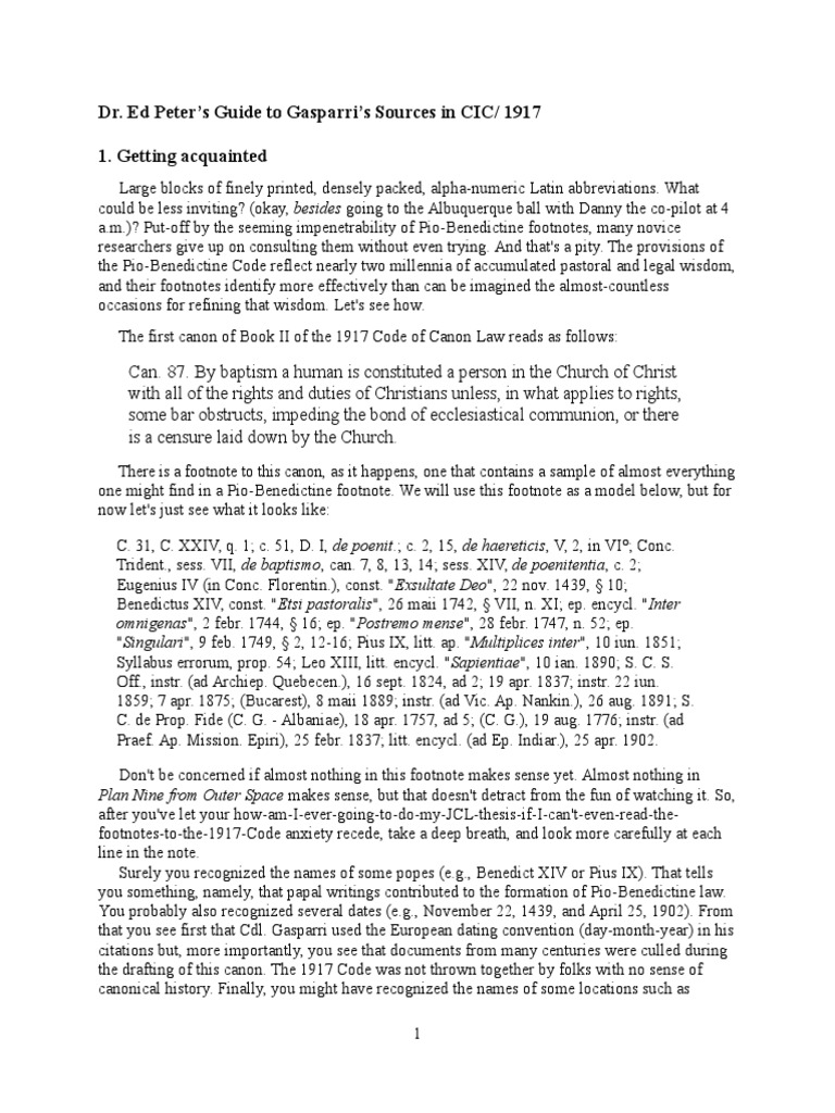 Guide To Cic-1917 Sources | PDF | Catholic Theology And Doctrine | Catholic Church