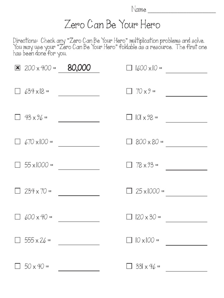 Identify Zero Can Be Your Hero Multiplication Patternswith Multiplesof ...