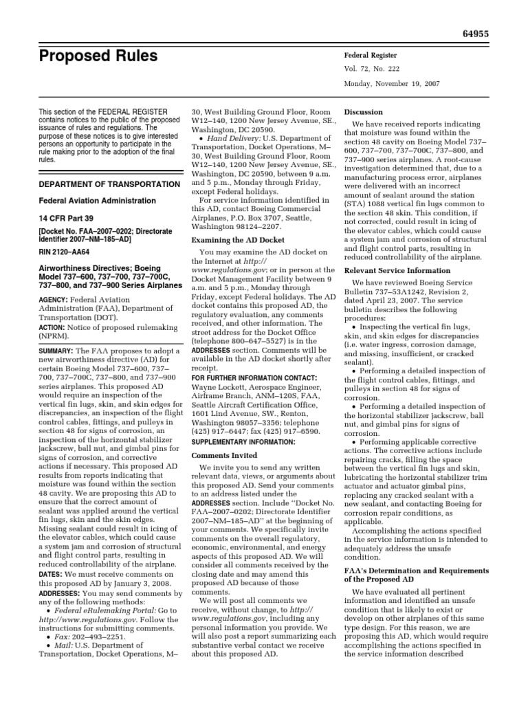 Proposed Rule: Aircraft | PDF | Federal Aviation Administration ...