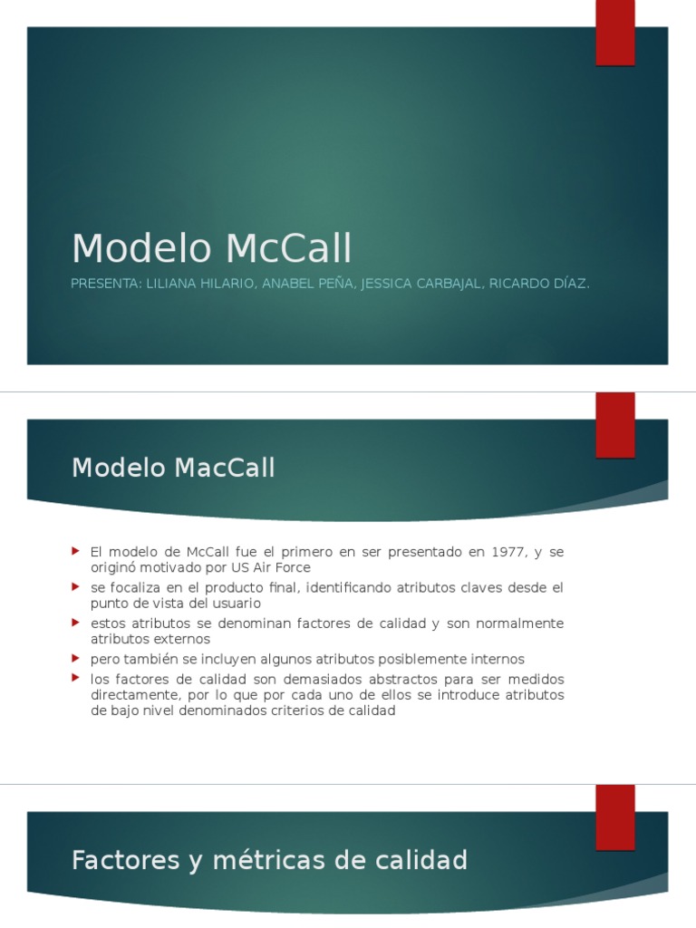 Modelo de Calidad McCall: Factores y Uso | PDF | Proceso de desarrollo ...