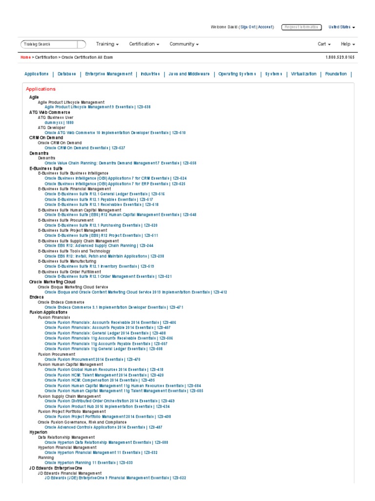 Oracle Certification All Exam - Certifications - Oracle | PDF | Oracle ...