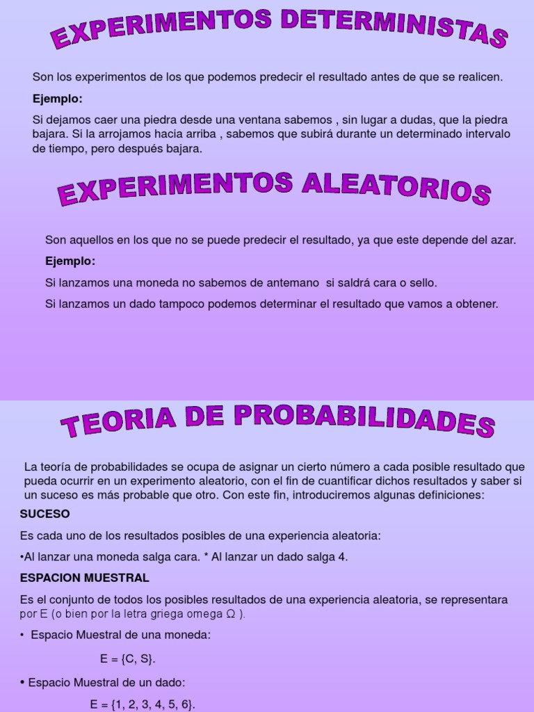Ejemplos de Experimentos Deterministas | PDF | Probabilidades y ...