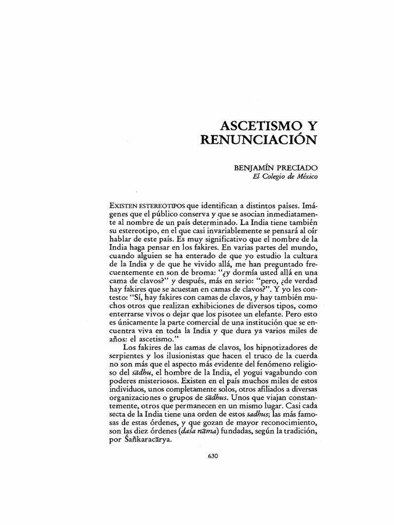 Benjamín Preciado - Ascetismo y Renunciación PDF | PDF | Vedas | Ascetismo
