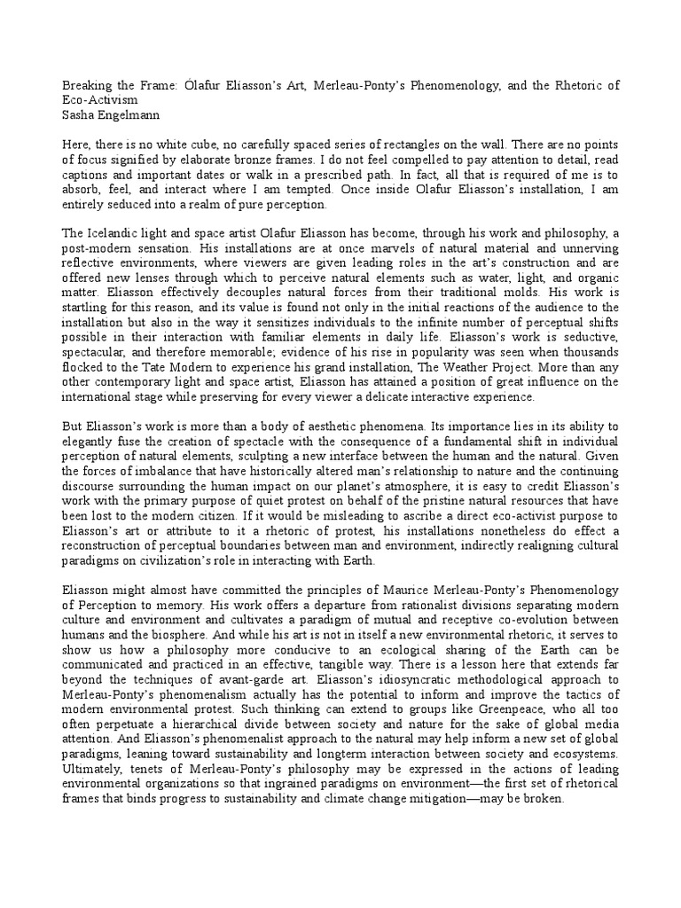 Breaking The Frame Olafur Elíasson | PDF | Perception | Senses