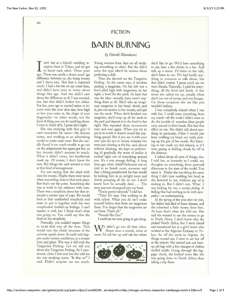 Murakami Barn Burning | PDF