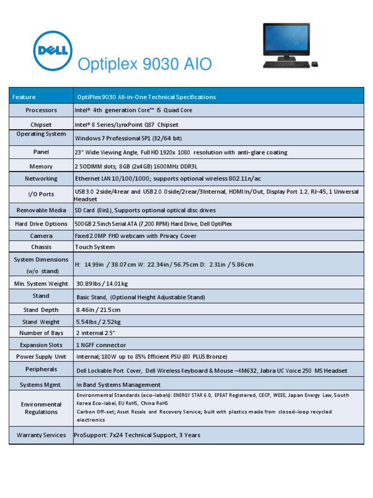 Optiplex 9030 AIO | PDF | Computers