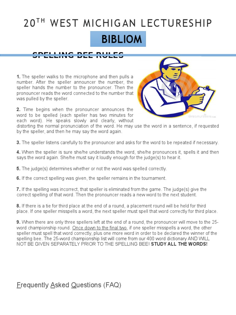 WML 2015 Spelling Bee Packet (Main) | PDF | Spelling | Last Judgment