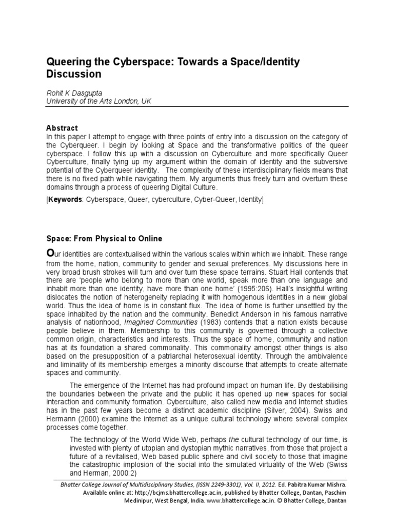 Queering Cyberspace Towards A Space Identity Discussion | PDF | Queer ...