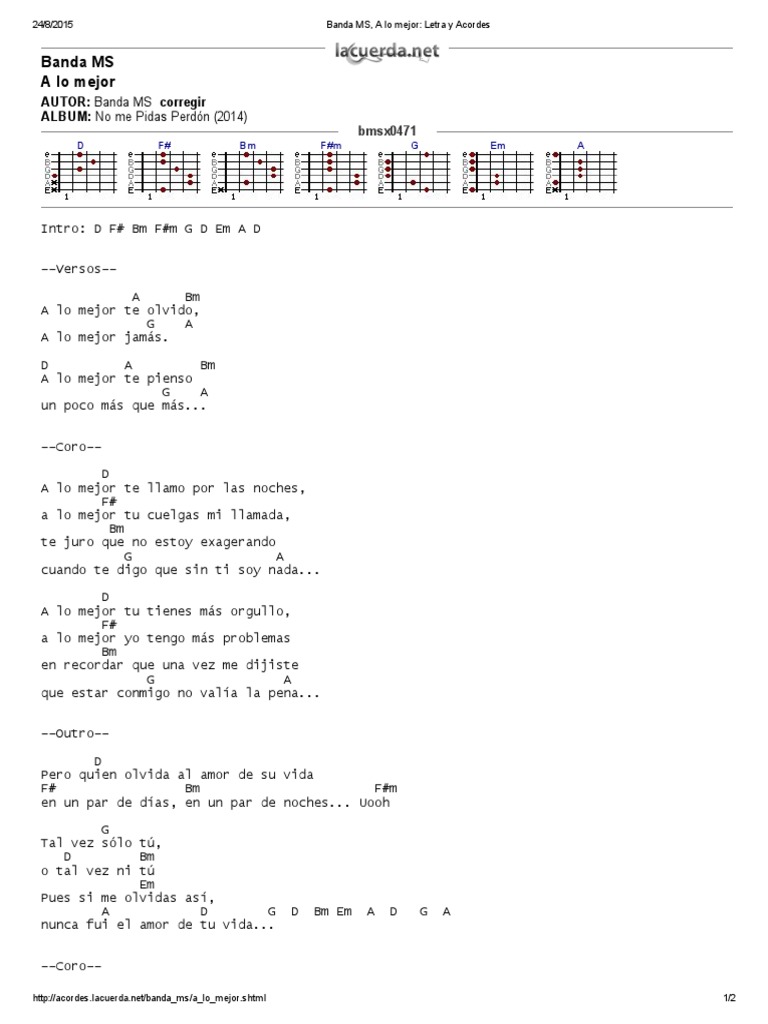 A lo mejor: Letra y acordes de Banda MS | PDF