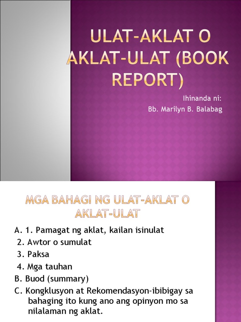 Ulat Aklat (Book Report) | PDF
