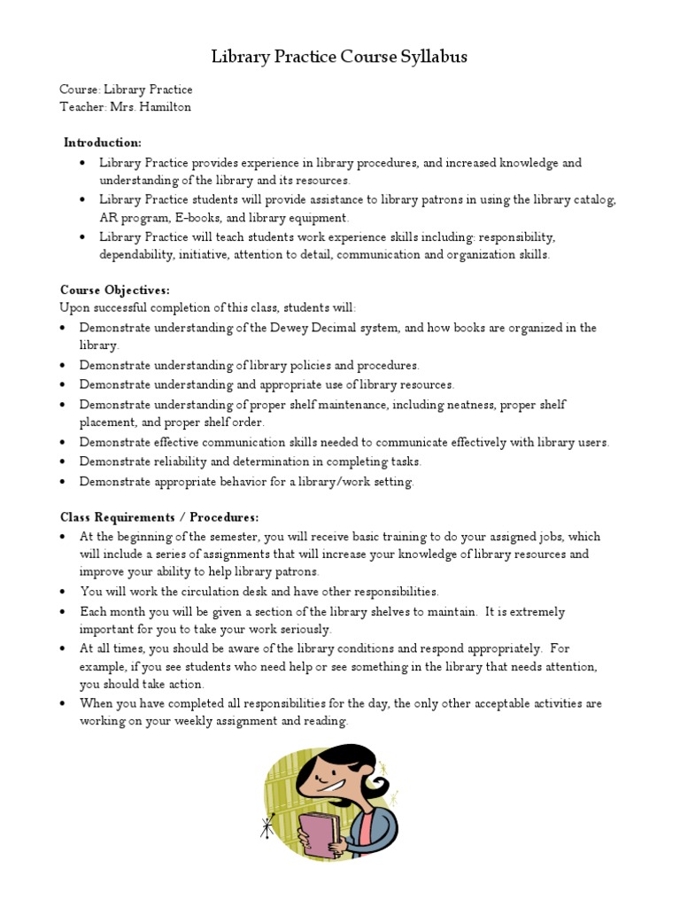 Library Practice Course Syllabus | PDF | Libraries | Behavioural Sciences